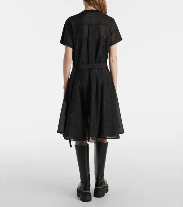 Sacai Cotton Jersey And Organza Mini Dress