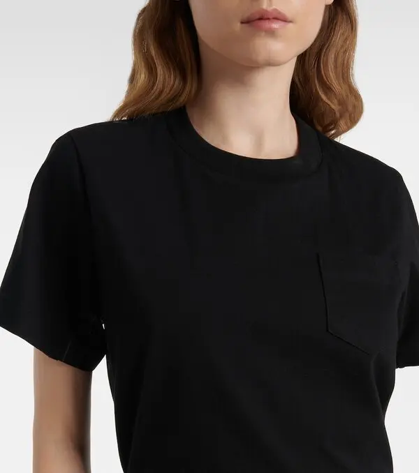 Sacai Cotton Jersey And Organza Mini Dress