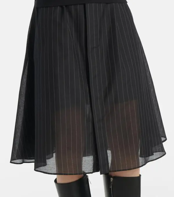 Sacai Cotton Jersey And Organza Mini Dress