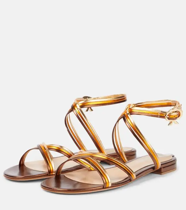 GIANVITO ROSSI Calissa Metallic Leather Sandals