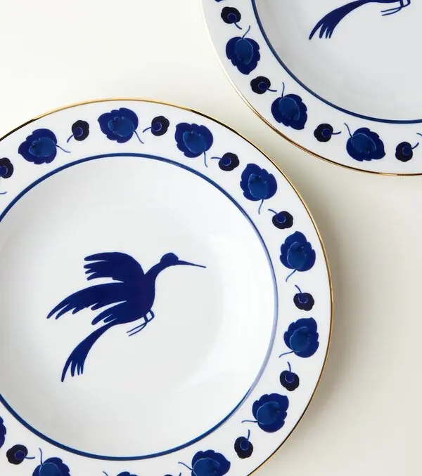 La DoubleJ Wildbird Set Of 2 Soup Plates - Blue