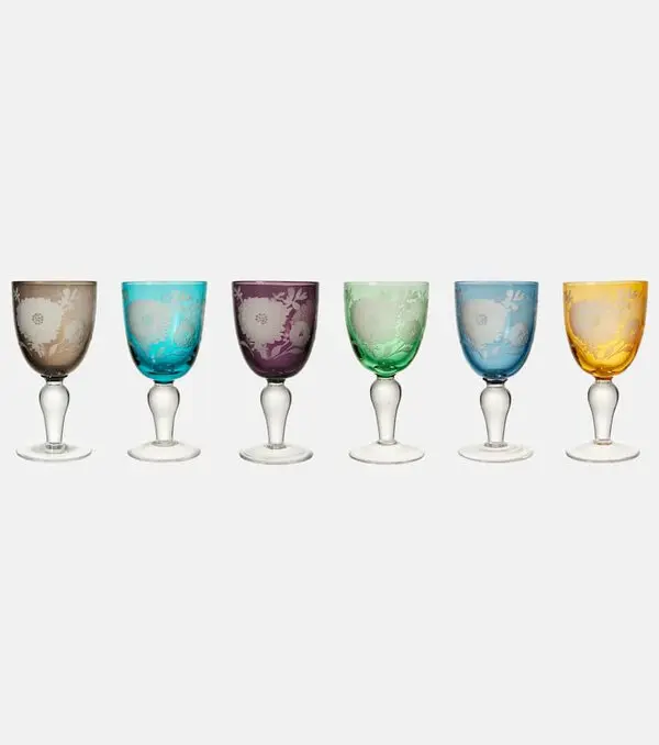 POLSPOTTEN Peony Set Of 6 Wine Glasses - Multicoloured