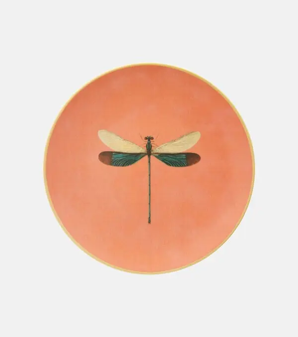 LES-OTTOMANS Insetti Dragonfly Porcelain Plate - Orange