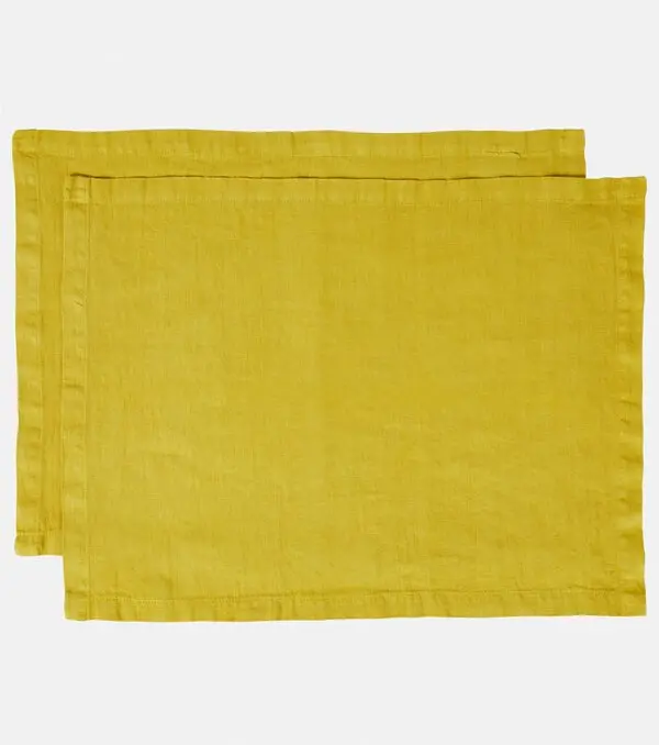 ONCE MILANO Set Of 2 Linen Placemats - Yellow