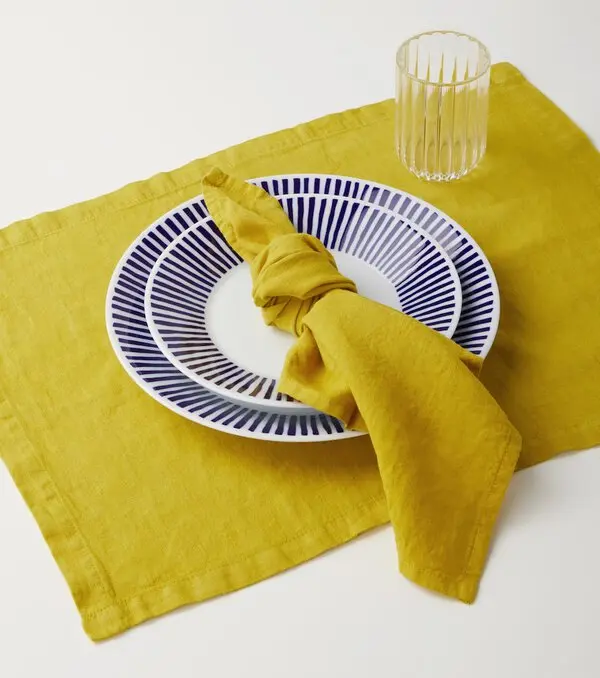ONCE MILANO Set Of 2 Linen Placemats - Yellow
