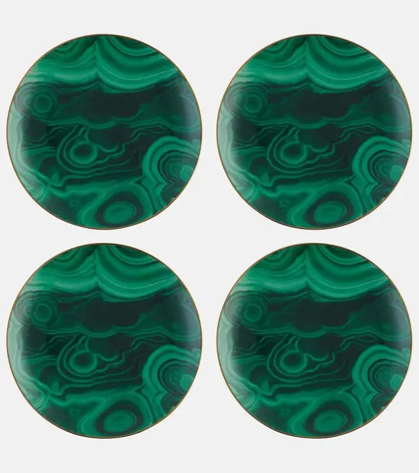 L'Objet Malachite Set Of 4 Canapé Plates