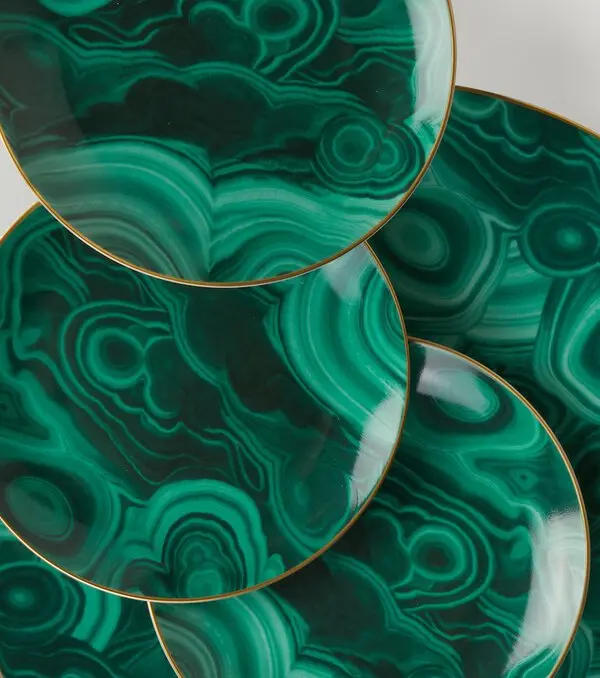 L'Objet Malachite Set Of 4 Canapé Plates