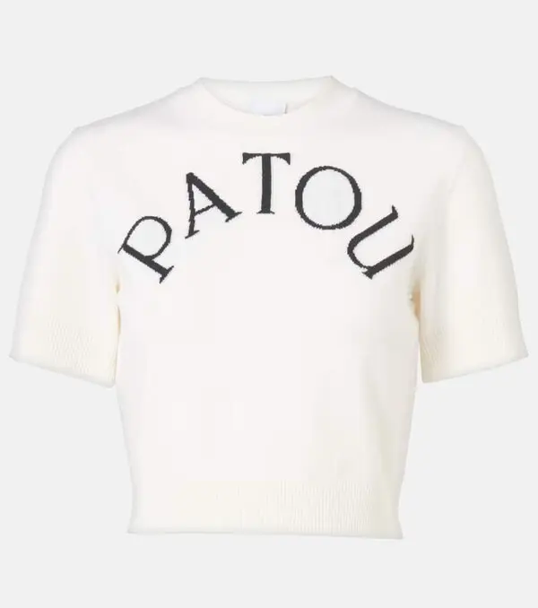 PATOU Logo Jacquard Crop Top - White