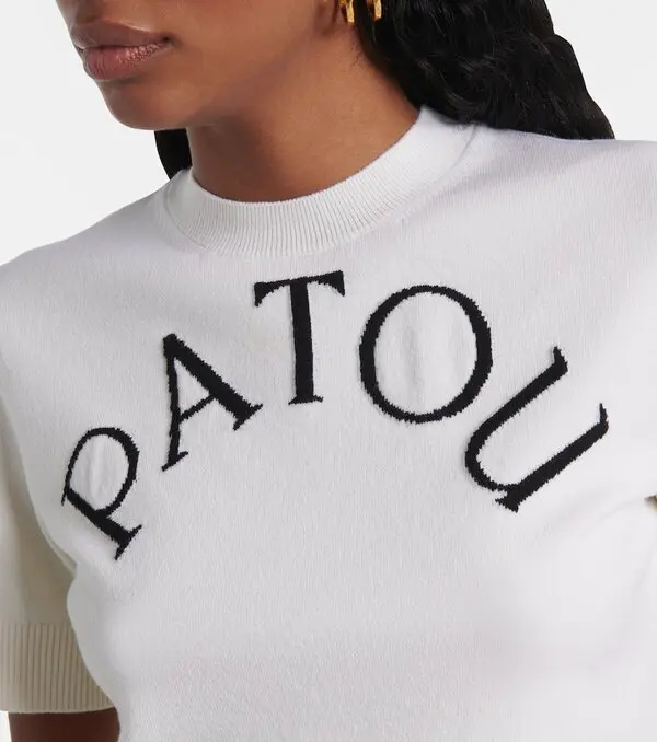 PATOU Logo Jacquard Wool-blend Crop Top - White