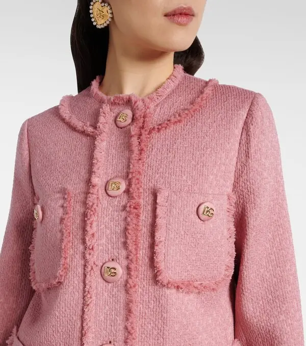 Dolce & Gabbana Rachel Wool-blend Tweed Jacket - Pink