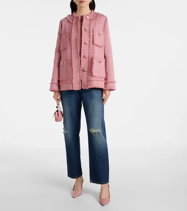 Dolce & Gabbana Rachel Wool-blend Tweed Jacket - Pink