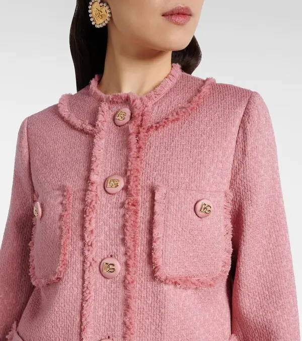 Dolce & Gabbana Rachel Wool-blend Tweed Jacket - Pink