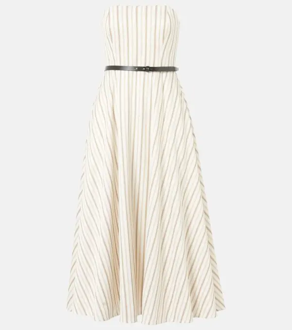 Max Mara Fervida Cotton And Linen Midi Dress - Multicoloured