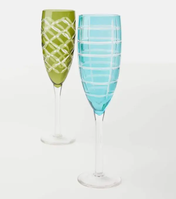 POLSPOTTEN Cuttings Set Of 6 Champagne Flute Glasses - Multicoloured