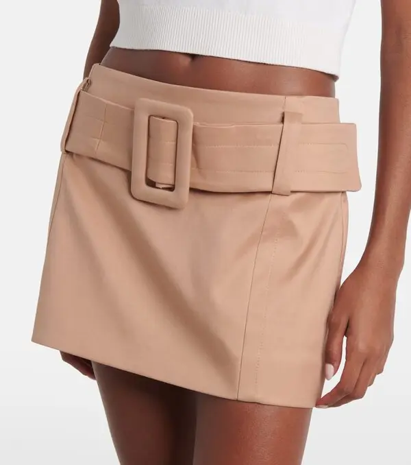 PATOU Belted Cotton Twill Miniskirt