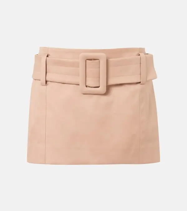 PATOU Belted Cotton Twill Miniskirt - Beige