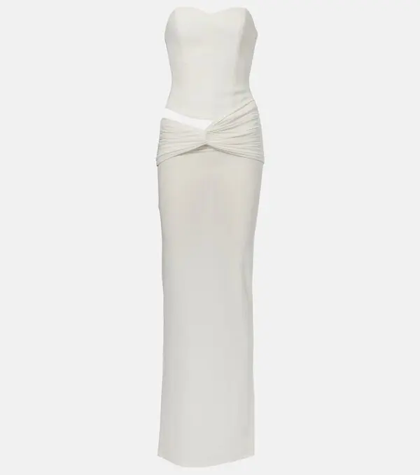 Alex Perry Draped Crêpe Jersey Corset Maxi Dress - Black