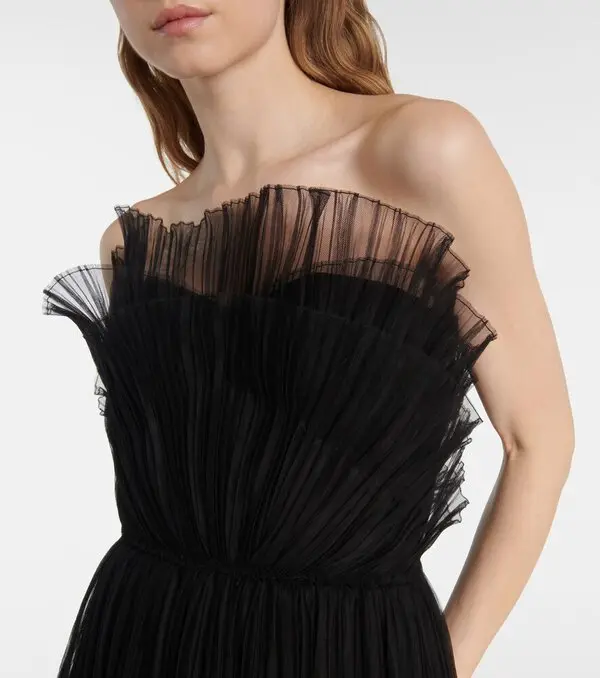 Costarellos Dorea Plissé Tiered Cocktail Dress