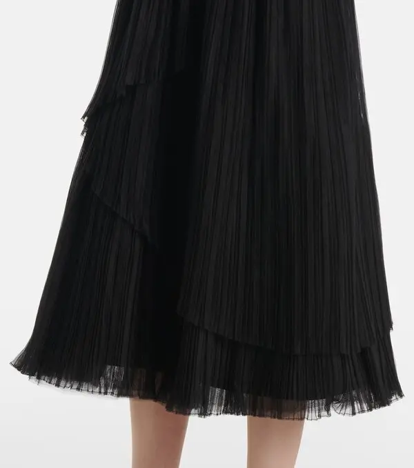 Costarellos Dorea Plissé Tiered Cocktail Dress