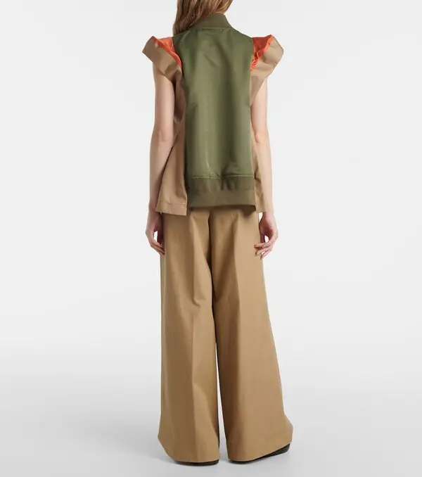Sacai Paneled Twill And Gabardine Vest
