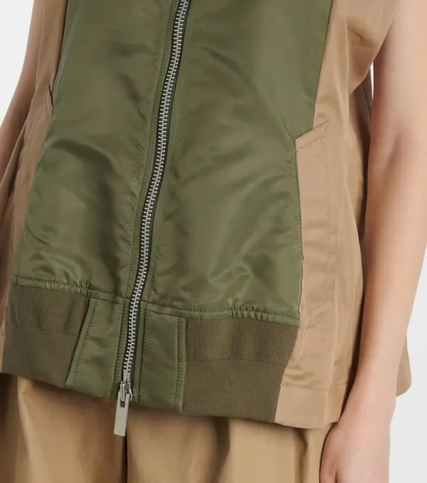 Sacai Paneled Twill And Gabardine Vest