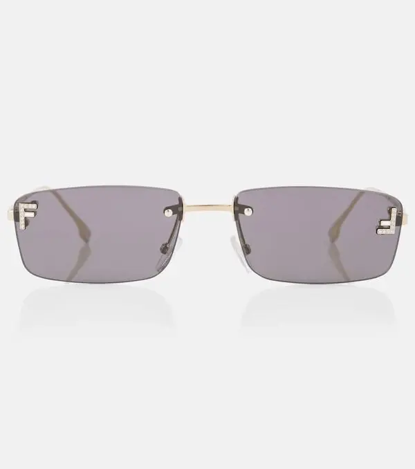 Fendi First Crystal Rectangle Sunglasses - Grey