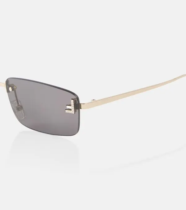Fendi First Crystal Rectangle Sunglasses - Grey