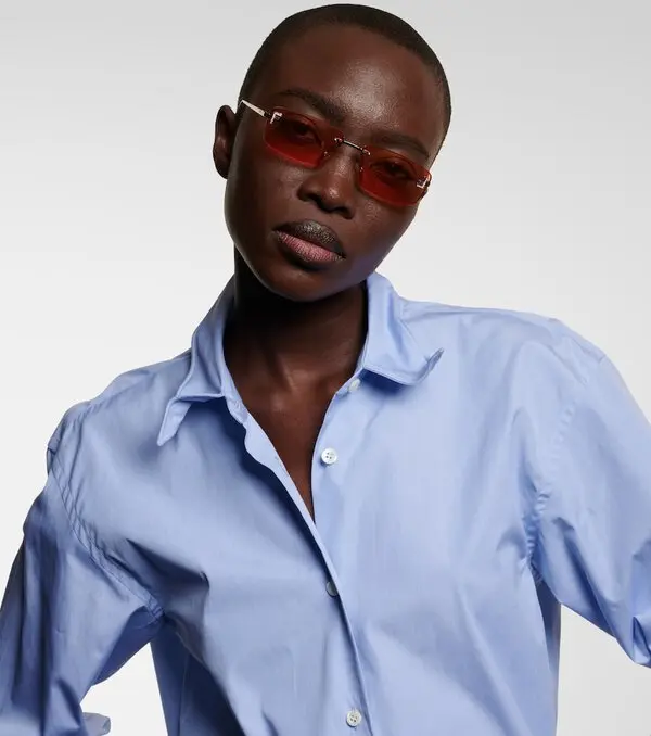 Fendi Crystal Rectangular Sunglasses - Orange