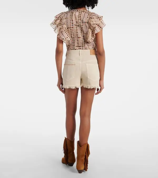 MARANT ETOILE Lesia Embroidered Denim Shorts