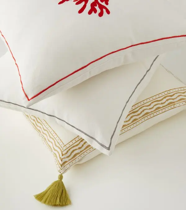 LES-OTTOMANS Palms Printed Cotton Cushion