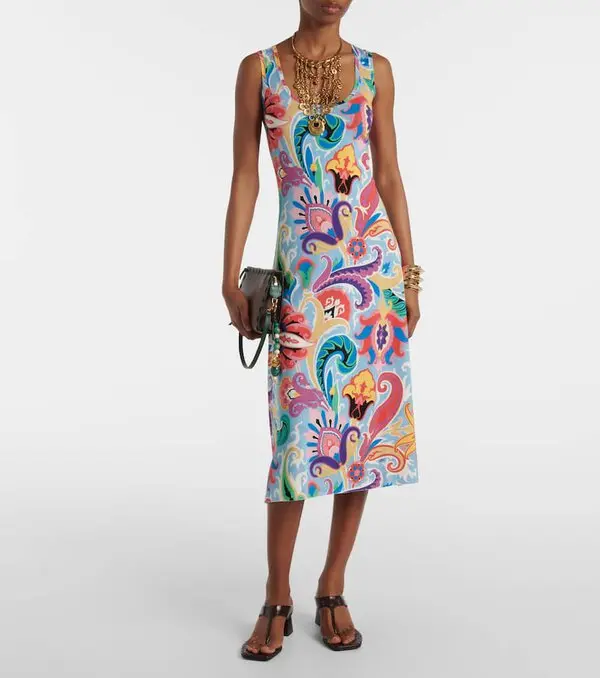 Etro Paisley Silk-blend Midi Dress - Multicoloured
