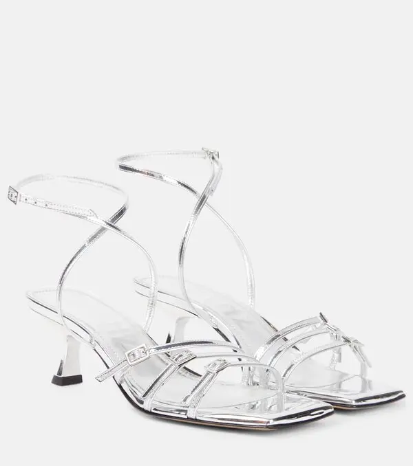 SOULIERS MARTINEZ Teresa 60 Metallic Leather Sandals - Silver