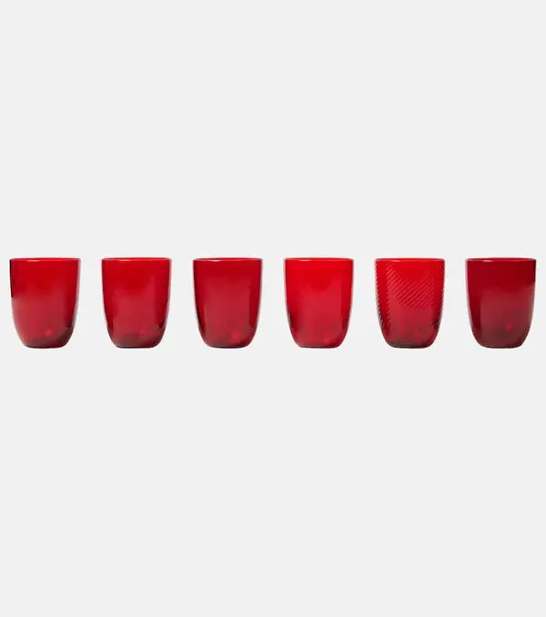 NASONMORETTI Idra Set Of 6 Glasses - Red