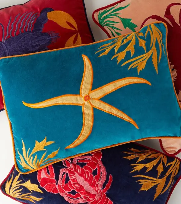 LES-OTTOMANS Starfish Embroidered Cushion