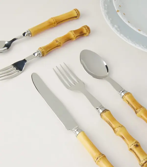 LES-OTTOMANS Bamboo 5-piece Flatware Set - Brown