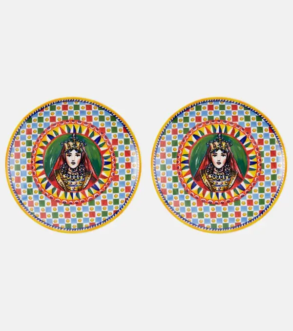 Dolce & Gabbana Carretto Siciliano Set Of 2 Dessert Plates - Multicoloured