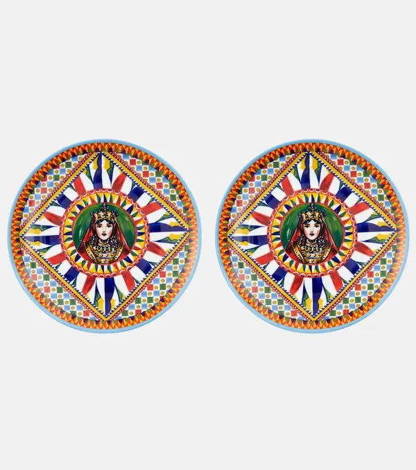 Dolce & Gabbana Carretto Siciliano Set Of 2 Dinner Plates - Multicoloured