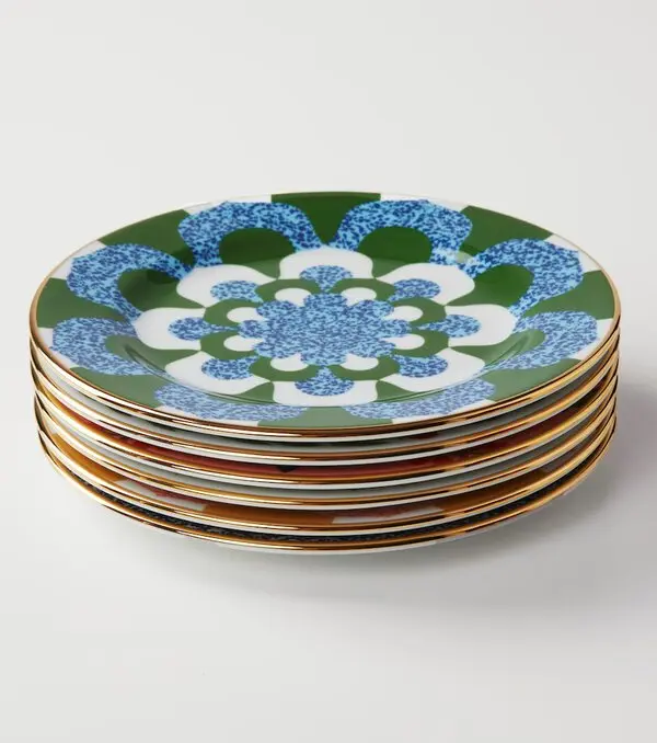La DoubleJ Libellula Set Of 6 Dessert Plates - Multicoloured