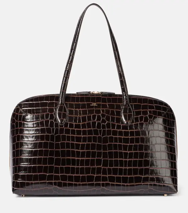 TOTEME Croc-effect Leather Tote Bag - Brown