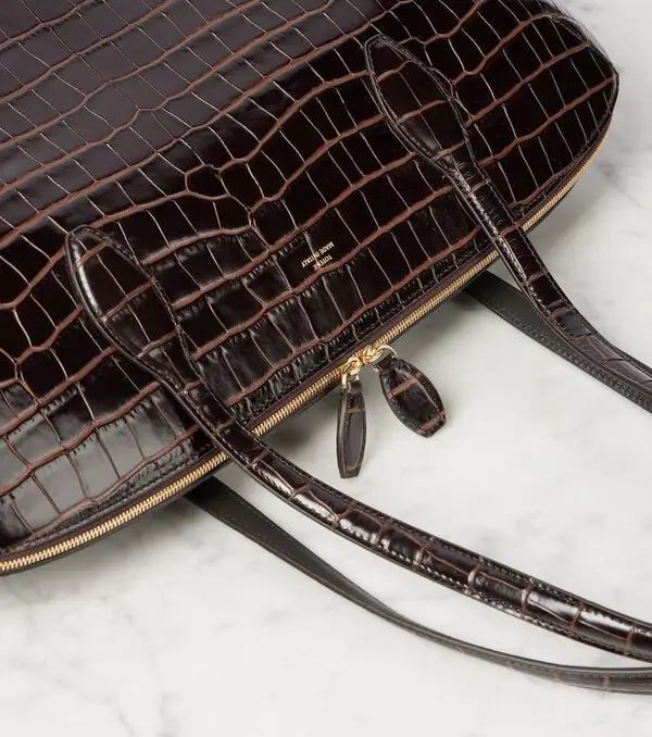 TOTEME Croc-effect Leather Tote Bag - Brown