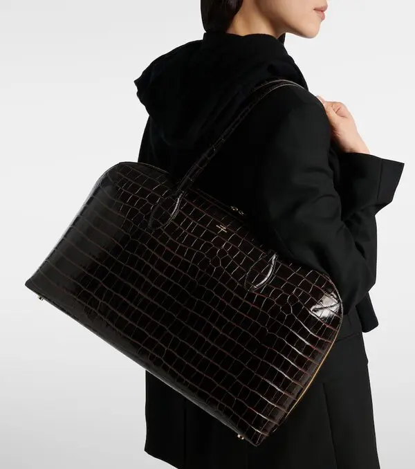 TOTEME Croc-effect Leather Tote Bag - Brown