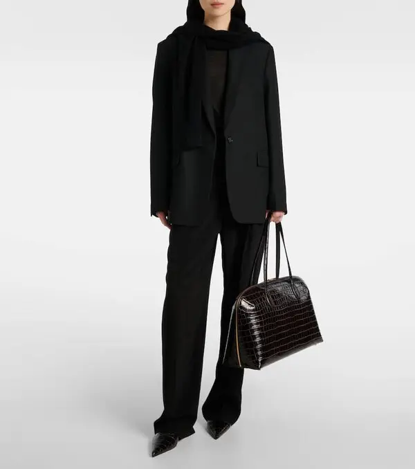 TOTEME Croc-effect Leather Tote Bag - Brown