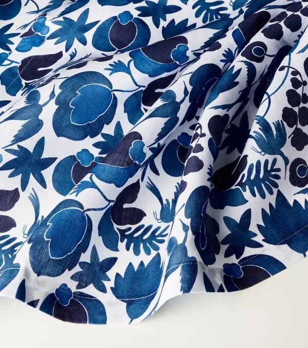 La DoubleJ Wildbird Large Linen Tablecloth - Blue