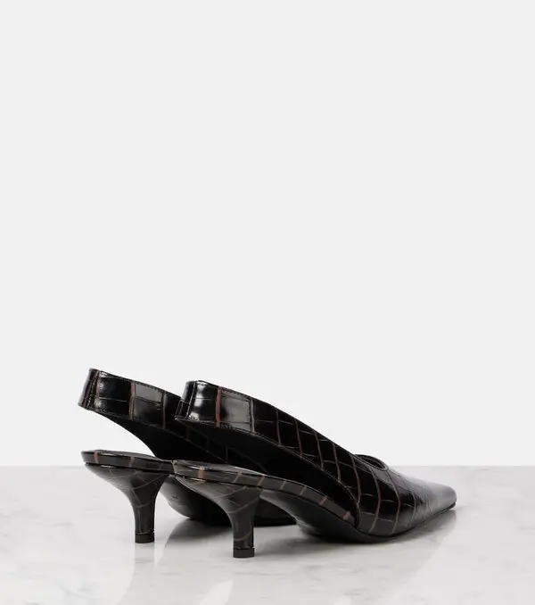 TOTEME Croc-effect Leather Slingback Pumps - Brown
