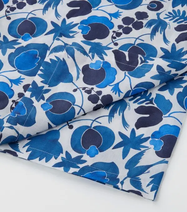 La DoubleJ Wildbird Large Linen Tablecloth - Blue