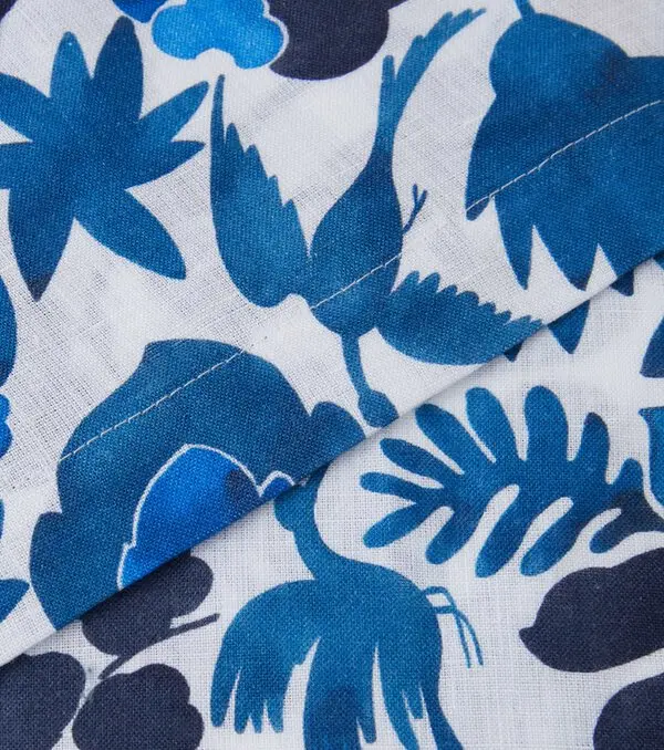La DoubleJ Wildbird Large Linen Tablecloth - Blue