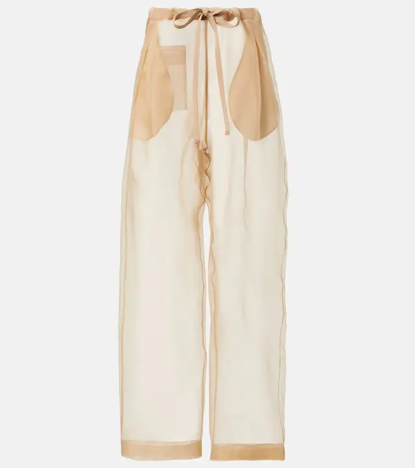 Khaite Trenton Wide-leg Organza Pants - Beige