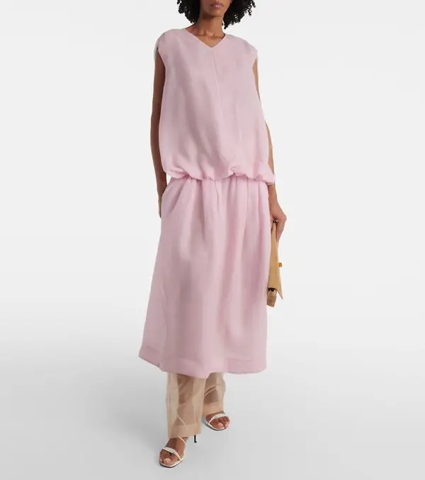Khaite Trenton Wide-leg Organza Pants - Beige