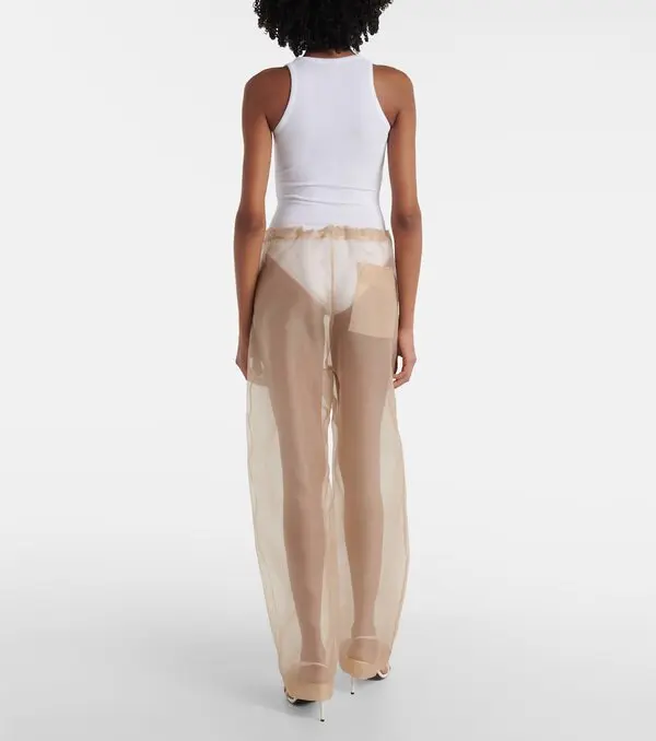 Khaite Trenton Wide-leg Organza Pants - Beige