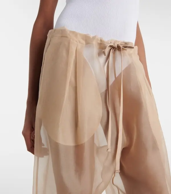 Khaite Trenton Wide-leg Organza Pants - Beige